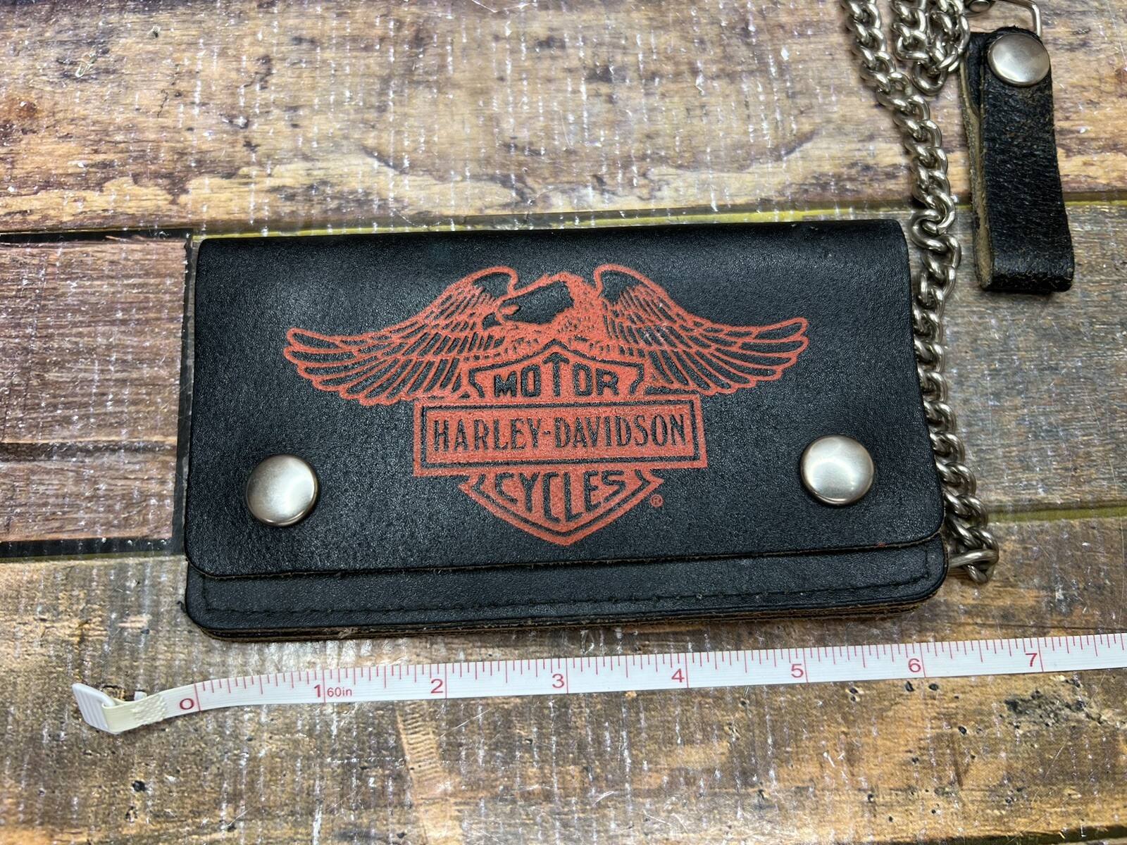 Harley Davidson Black Leather Biker Chain Wallet 2 Po… - Gem