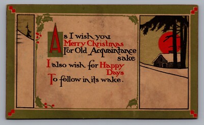 1913 Antique Albert Miles Davis Christmas Artist Postcard Snowy Rural ...