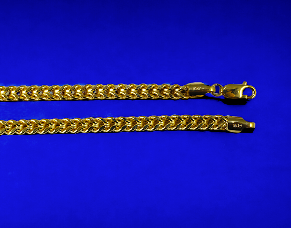 10K Yellow Gold Franco Box Square Necklace Bracelet Chain Real 2mm-5 ...