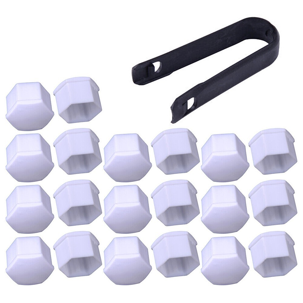 20pcs Decorative White Wheel Nut Cap Cover Set with Removal Tool and ...
