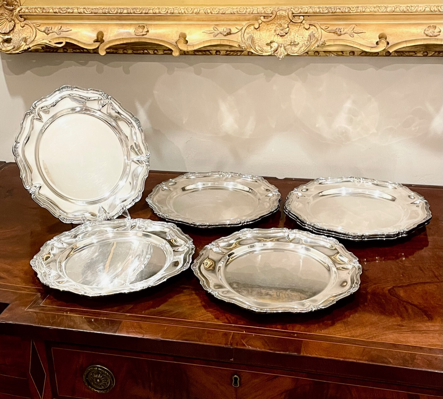 RARE Camusso Peru Set of 8 Sterling Silver Dinner Plates/ Chargers 12 ...