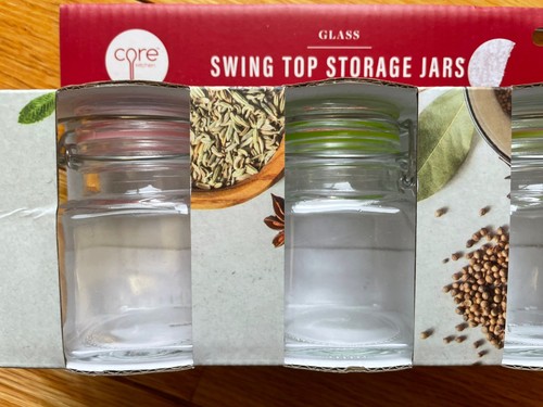 Core Kitchen Swing Top Storage Glass Jars 6 Pc Set 3.8 Oz Spice Multi ...