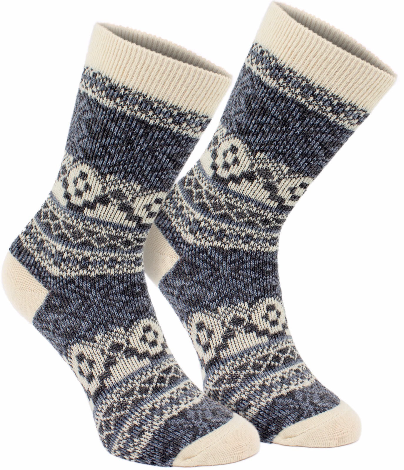 BRUBAKER Womens Nordic Fair Isle Norwegian Socks Black White Grey - 4 ...