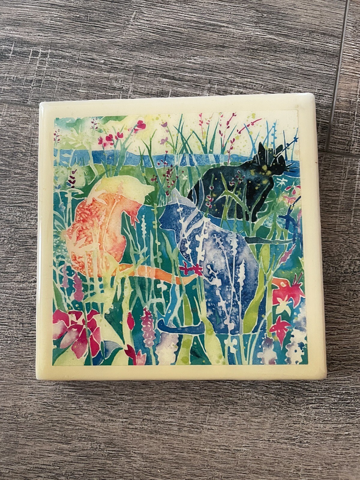 2003 Sherri Reeve Ceramic Hawaii Fine Art Tile 4.2” Signed Maui Cats | eBay