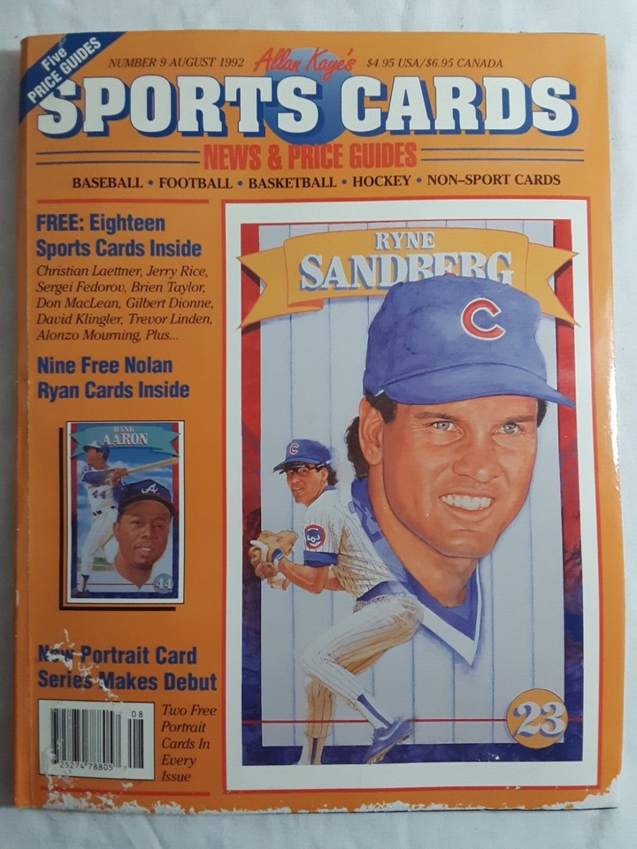 Allan Kaye's Sports Cards mag#9 Aug 1992 NEW Hank Aaron Ryne Sandberg ...