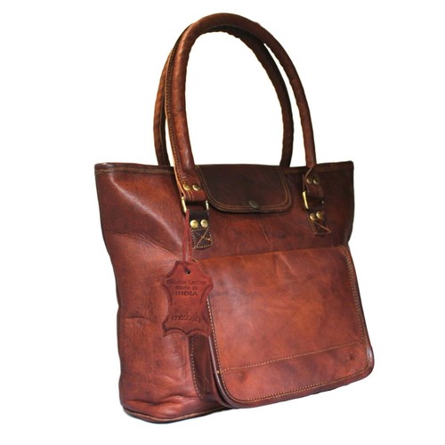 Women's Business Tote Handbag Brown Everyday Purse Genuine Leather ...