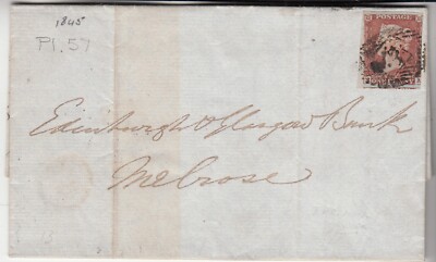 QV Imperf Penny Red Entire: London & Westminster Bank to Melrose, 13 ...