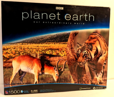 BBC Planet Earth 1500 Pieces (3 x 500) 3- Jigsaw Puzzles Tiger Flowers ...