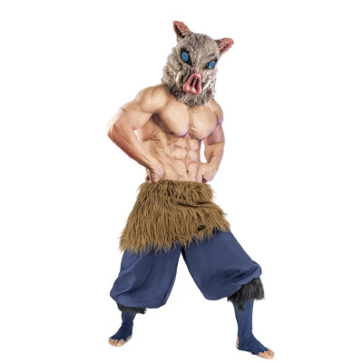Demon Slayer Hashibira Inosuke Cosplay Costume Halloween Pants Apron ...