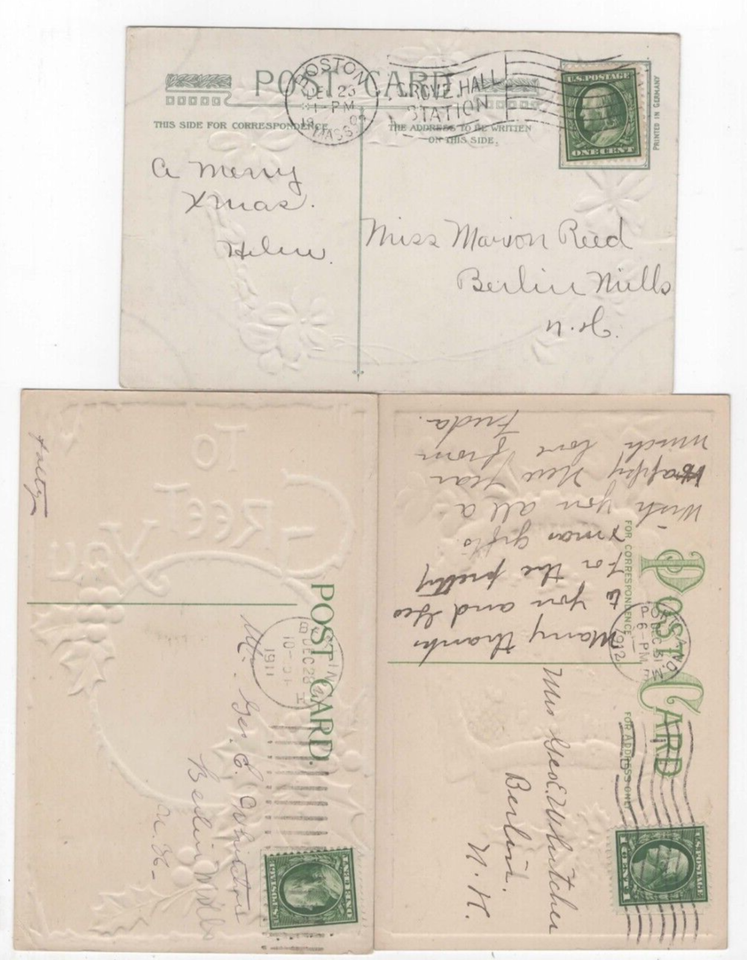 3 HAPPY NEW YEARS, Antique Embossed Postcards (Postmarked 1909-1912) | eBay
