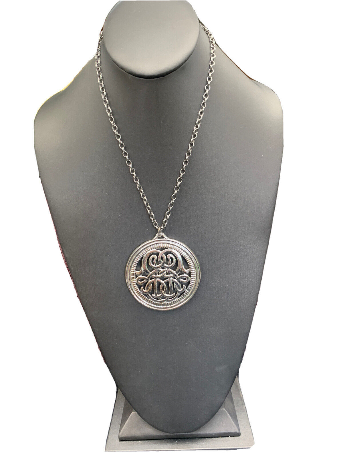 Vintage Monogram Style Chrome Silver Double Rollo Cha… - Gem