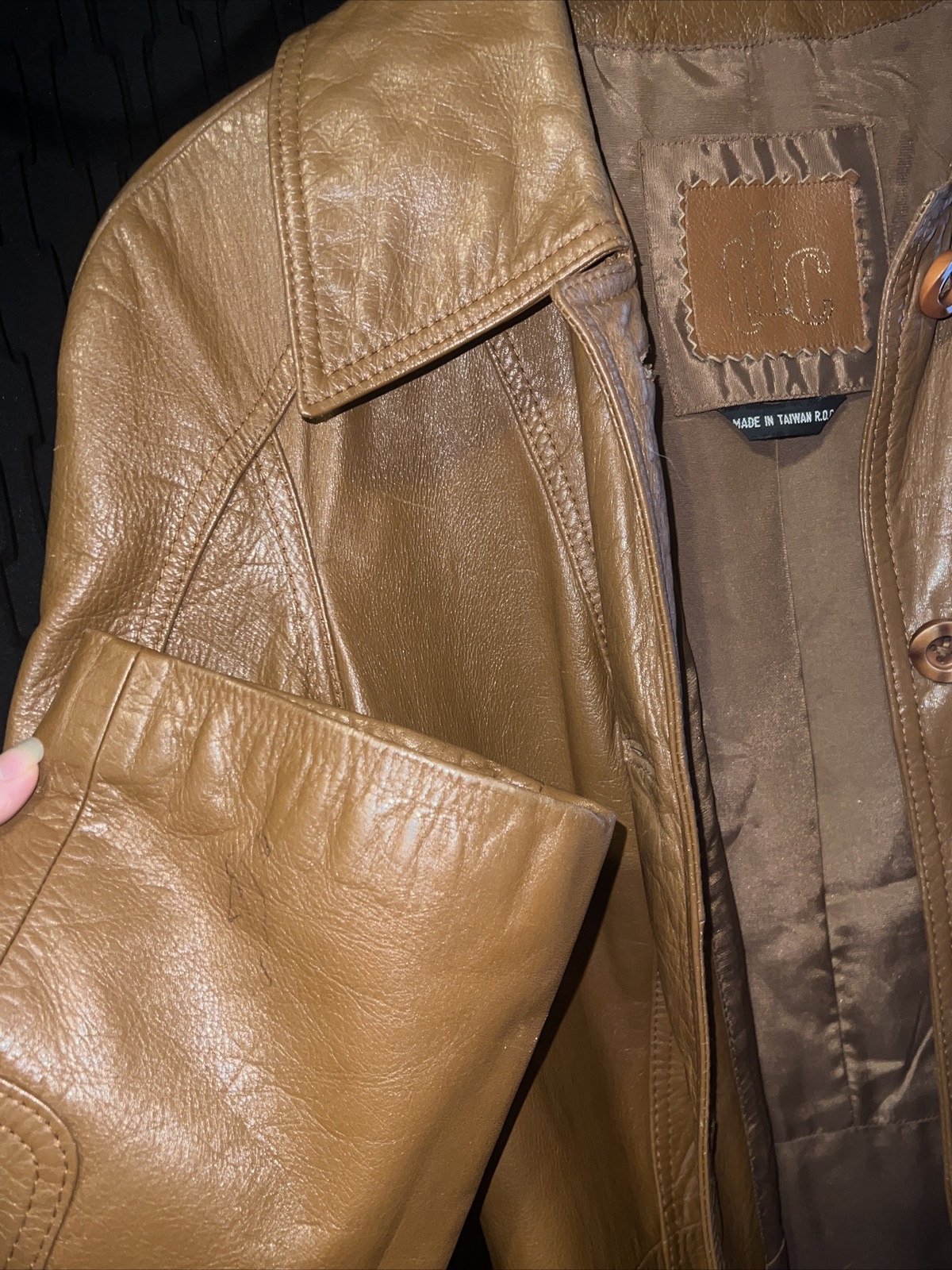 TFC 100% Leather Trench Coat Very Rare Made In Taiwan… - Gem