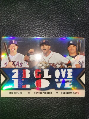 2012 TRIPLE THREADS 3/3 JUMBO PATCH ROBINSON CANO-DUSTIN PEDROIA-IAN ...