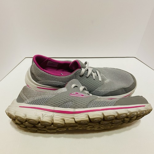 Womens 9.5 Skechers Go Walk 2 V Stride Grey/Purple Sneakers Lace Up ...