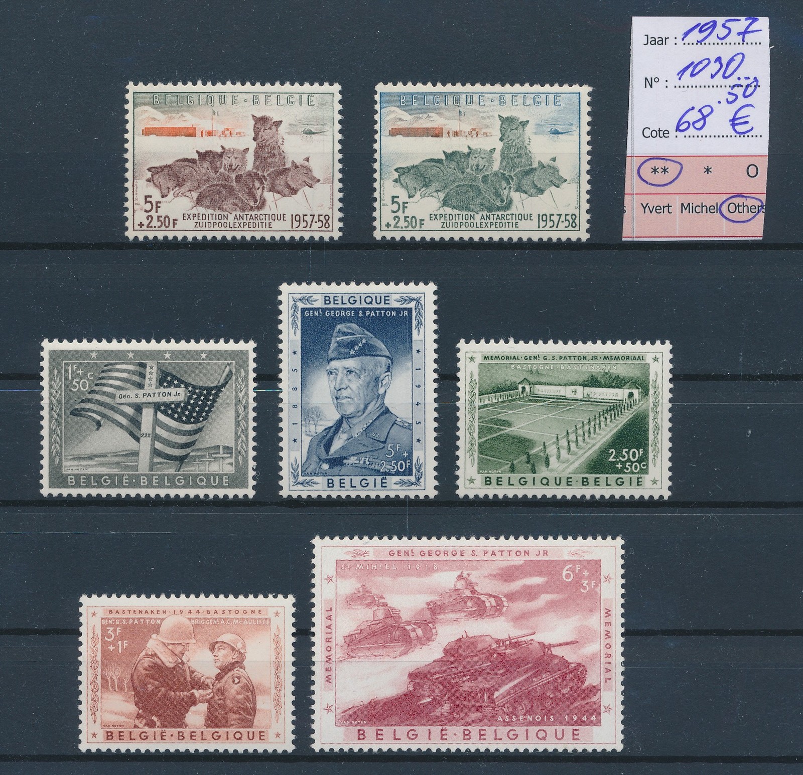 LS72433 Belgium 1957 general Patton south pole expedition lot MNH cv 68 ...