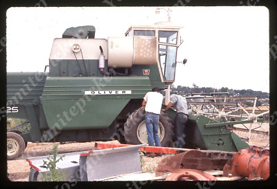 SL98 Original Slide 1970's men farmers Oliver combine tractor 134a | eBay