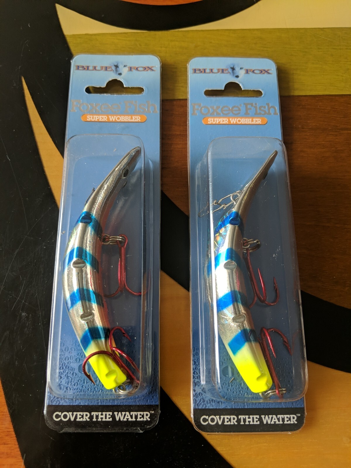 LOT OF 2 Blue Fox Foxee Fish Super Wobbler Lures 7/8 Oz. Two Pack Very ...
