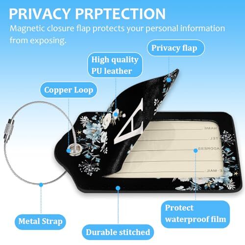 2 Pack Luggage Tag for Suitcase,Cool Letter Unique Leather Bag Tags ...