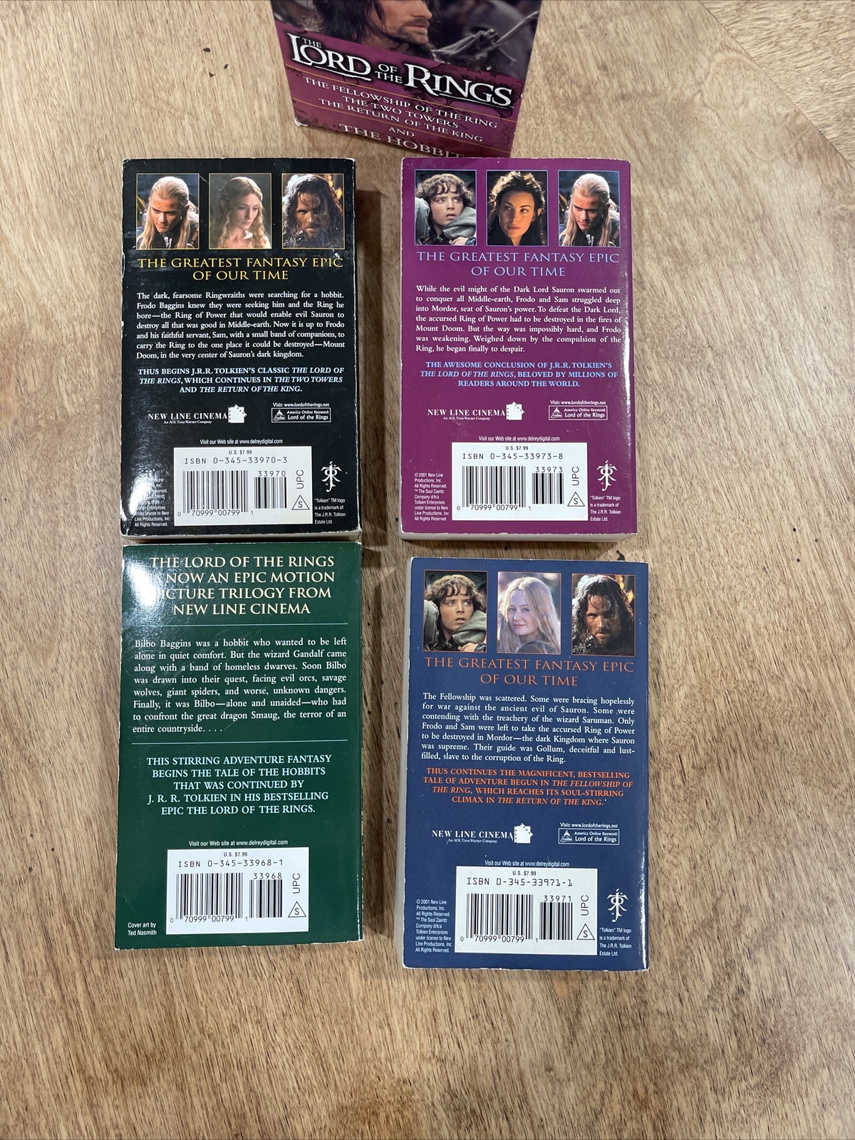 JRR Tolkien Lord Of The Rings Trilogy & The Hobbit Lot of 4 PB Box Set ...