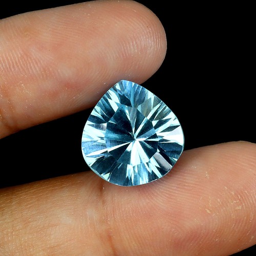 Heart Concave Cut Natural Swiss Blue Topaz 7.25ct 12x11.5mm Marvelous ...