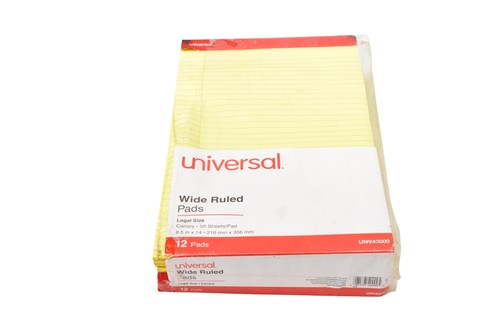 Universal Wide Ruled Pads 12 Pack Legal Size 8.5x14 Canary 50 Sheets ...