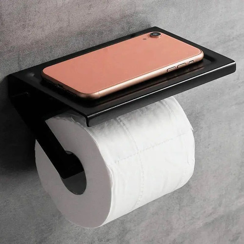 Wall Mounted Toilet Paper Holder with Phone Shelf Storage Rack ...
