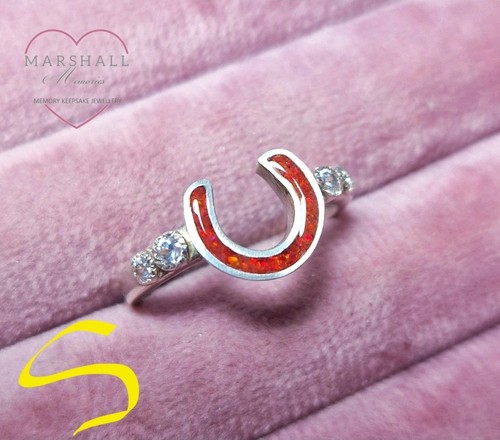 Sterling Silver Horseshoe Ring Made With Opal, Size S. EQUINE, equestrian | eBay UK