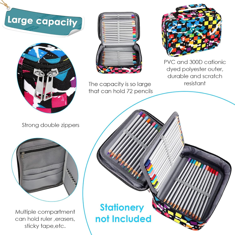 72 Slots Astuccio Matite, Ampia Capacità Borsa per Cancelleria Porta ...