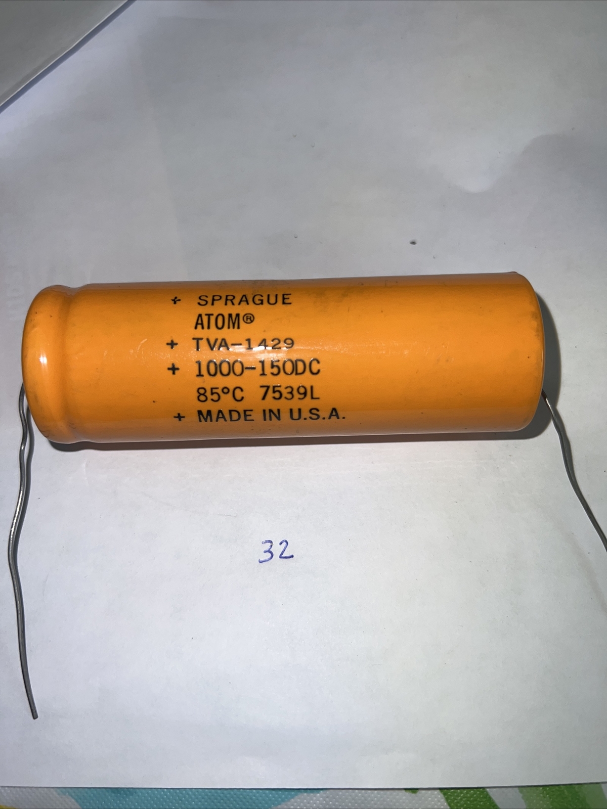 SPRAGUE ATOM TVA-1429 Capacitor 1000uf 150V For Tube Amp Made in USA ...