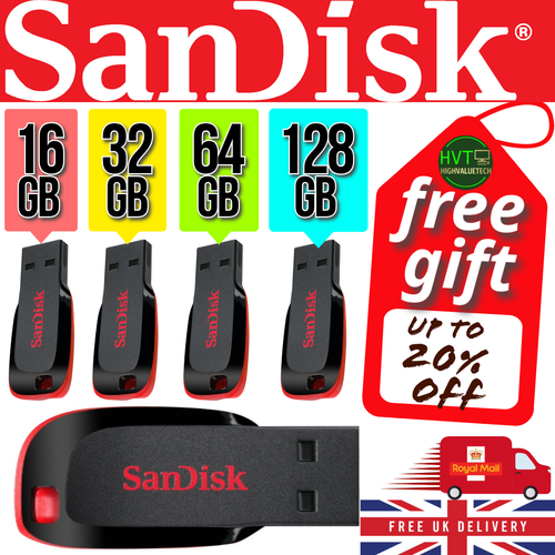 USB STICK Flash Drive SanDisk Cruzer Blade memory 16GB 32GB 64GB 128GB ...