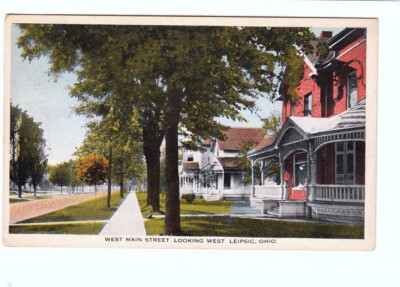 Leipsic Ohio West Main Street Looking West 1917 Post Card ~ PC1X | eBay