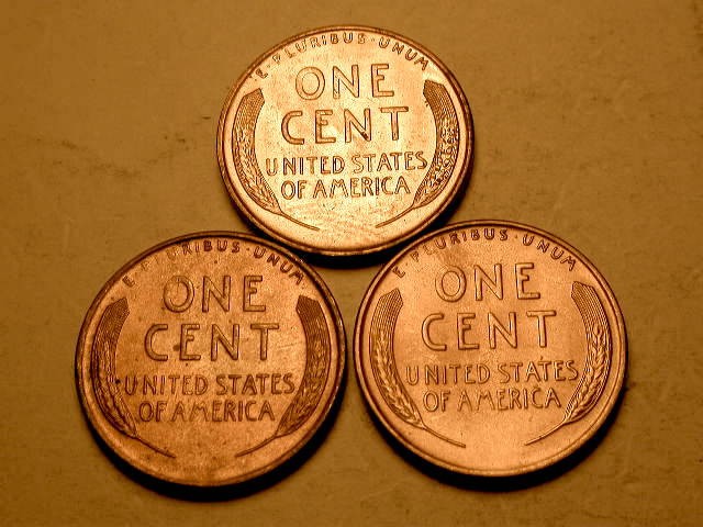 1941-P-D-S Nice Mixed BU Uncirculated Red to Red Brown Wheat Penny ...