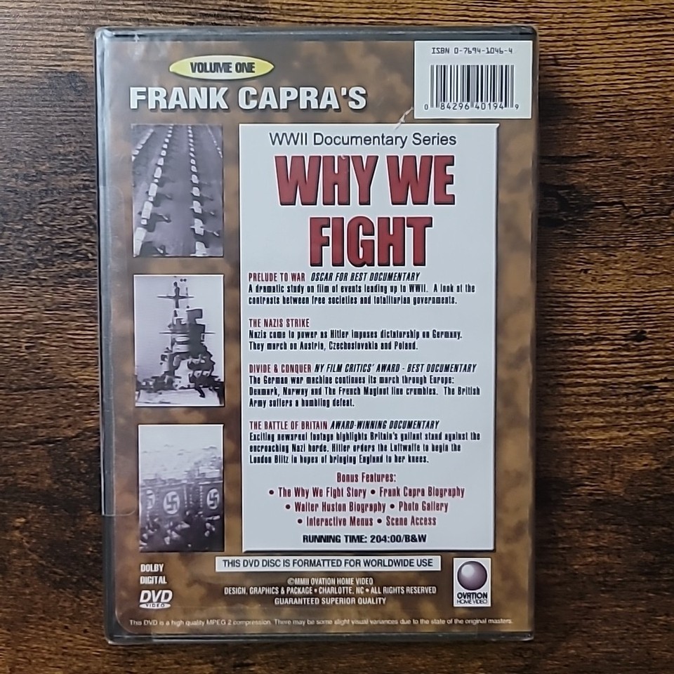 WWII Frank Capra's Why We Fight Volume One DVD Prelude To War The Nazis ...