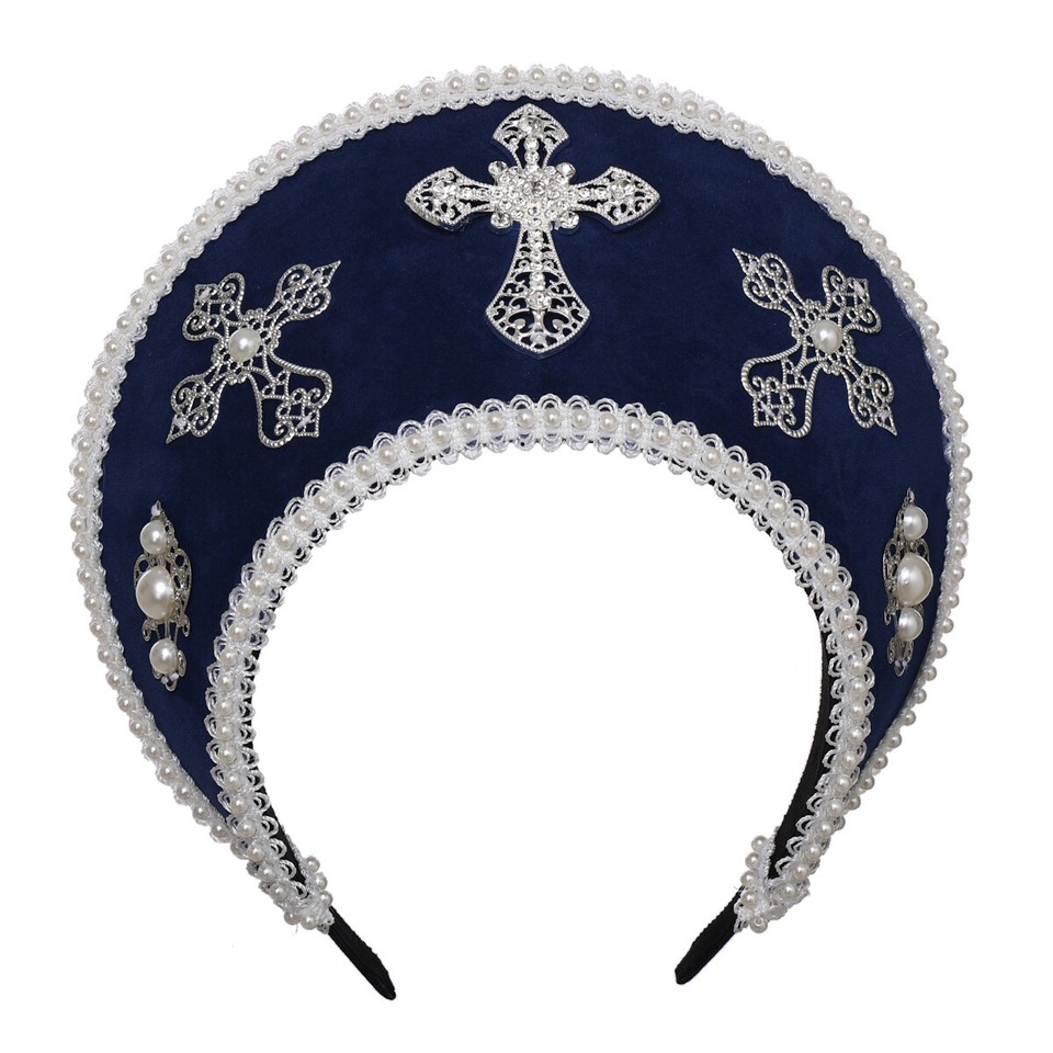 Renaissance Women Cross Tudor Headpiece Royal French Hood Coronet ...