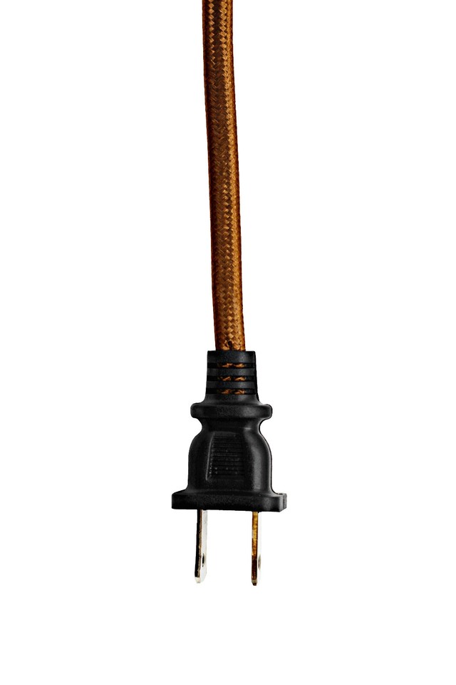 8 ft Brown Rayon Cloth Covered Electric Lamp Cord w/ End Plug, DIY Lamp ...