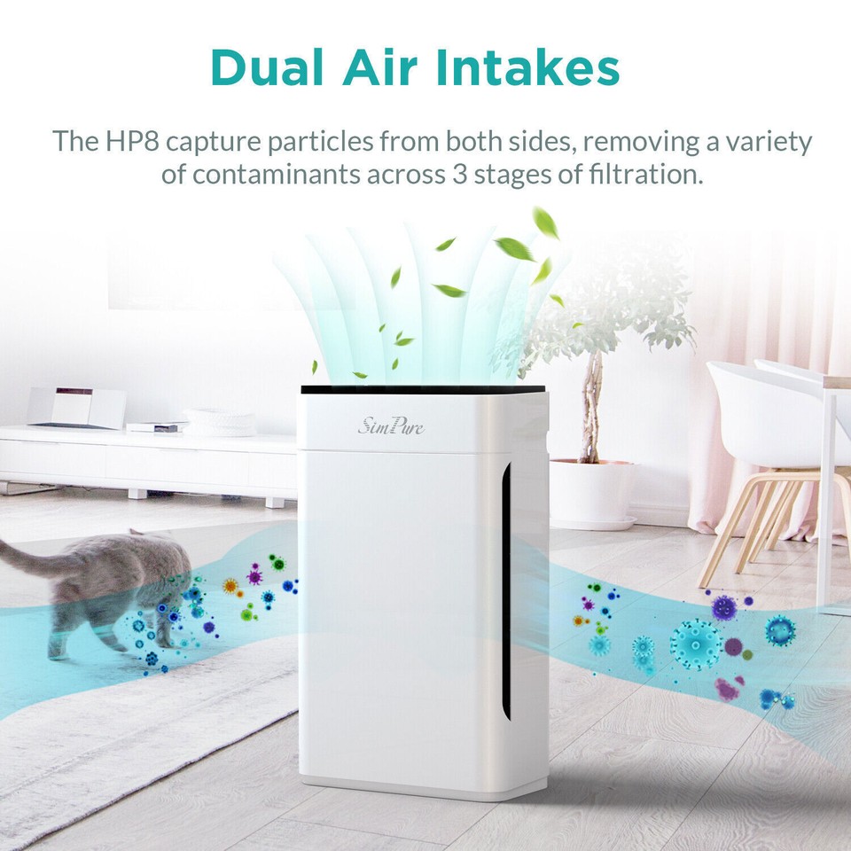 SimPure HP8 Air Purifiers True HEPA Filter Air Cleaners for Home Large ...