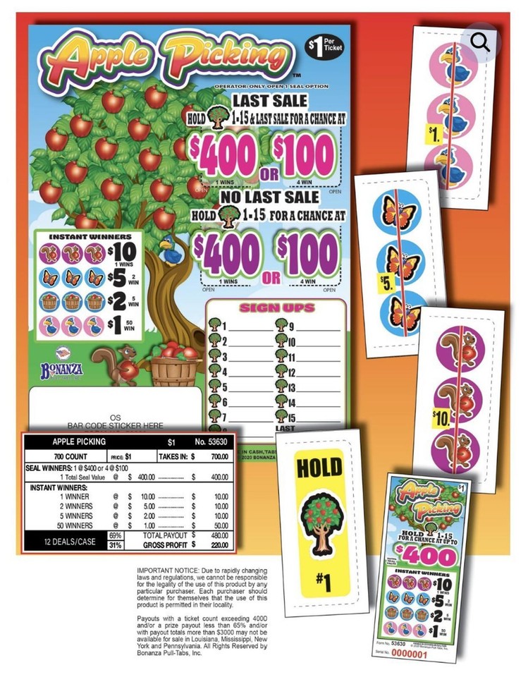 2 PACK - Apple Picking - Pull Tab Ticket - Holder | eBay