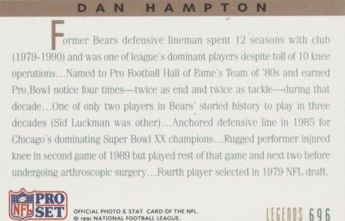 1991 Pro Set Dan Hampton #696 for sale | eBay