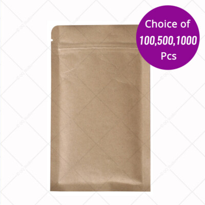 7x11.75in Flat Double-Sided Kraft Paper Zipper Pouch Bag w/ Heat Seal ...