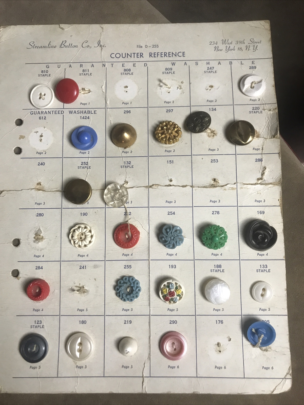 1957 LANSING BUTTON SALESMAN SAMPLE BUTTONS + STREAMLINE COUNTER ...