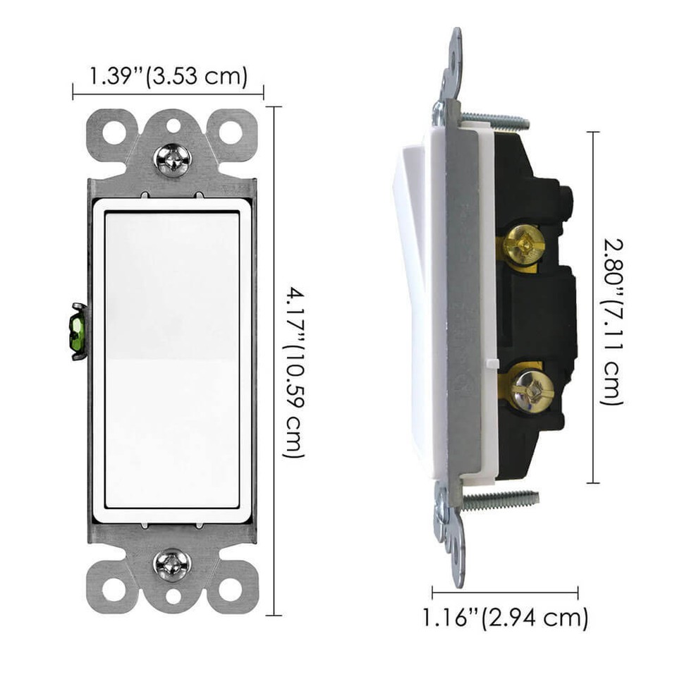 4PCS Single Pole Decorative Light Switch 120/277V Decorator Paddle ...