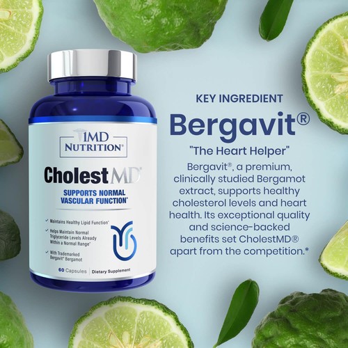 CholestMD with Olive Leaf Extract, Bergavit, Niacin, Garlic | 60 ...