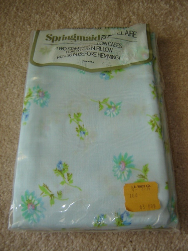 VINTAGE SPRINGMAID MARVELAIRE 2 standard pillowcases blue floral ...
