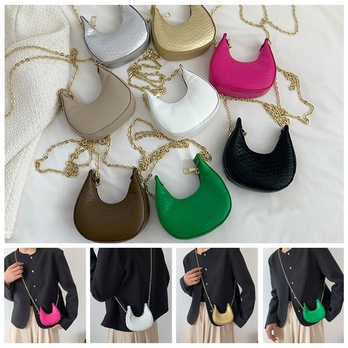 Chain Moon Shaped Bag Colorful Shoulder Bag Retro Crossbody Bag Women ...