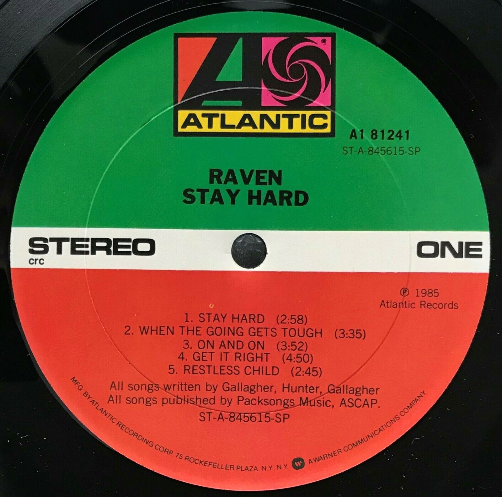 RAVEN "Stay Hard" Vinyl LP 1985 Atlantic A1 81241 [CRC Edition] NM / EX ...