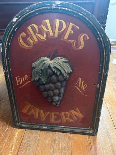Antique English Pub Sign Early 20th Century Grapes Fine Ale Tavern ...