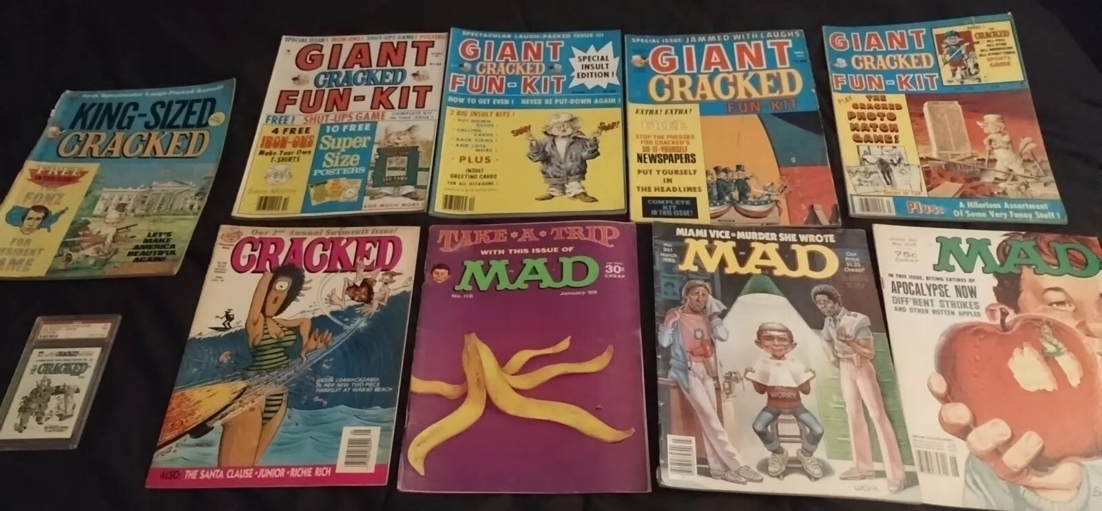 Lot of 6 Cracked Magazines & 3 Mad Magazines + 1 PSA Graded 7 NM ...