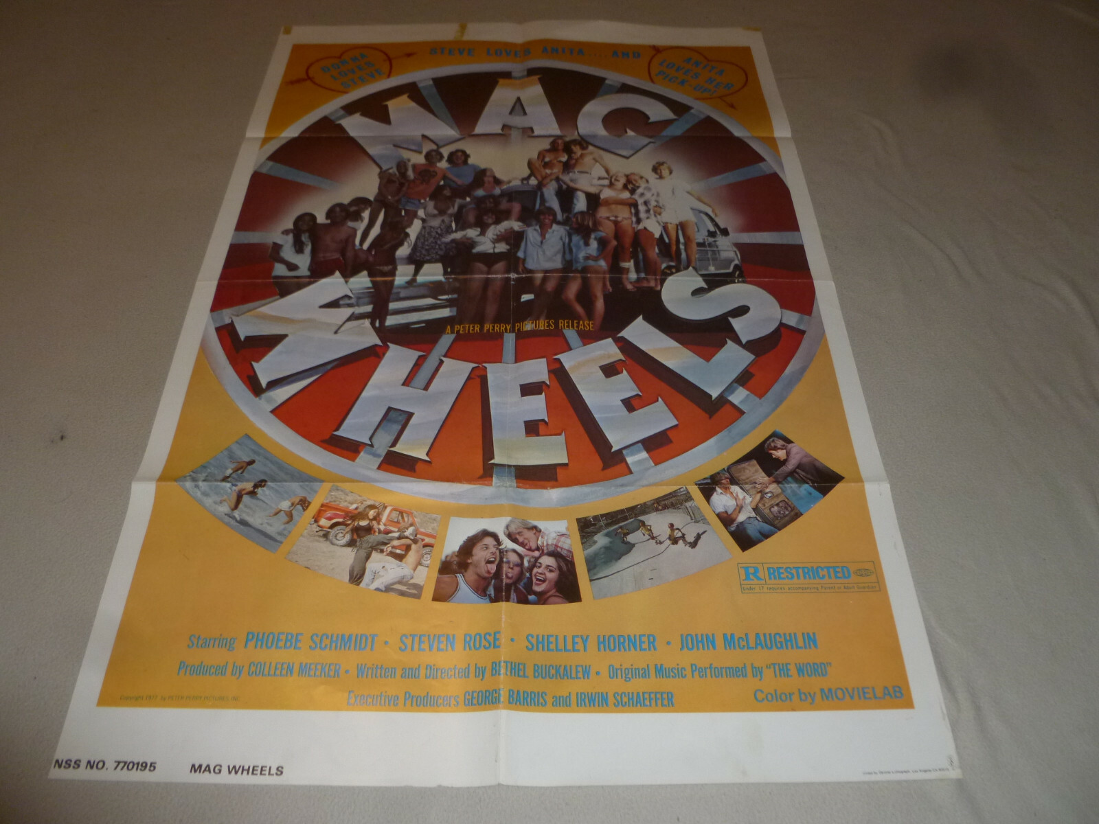 VINTAGE ONE SIDE MOVIE POSTER MAG WHEELS ORIGINAL 1977 PHOEBE SCHMIDT ...
