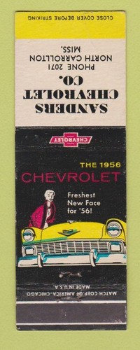 Matchbook Cover - 1956 Chevrolet Sanders North Carrollton MS WEAR | eBay