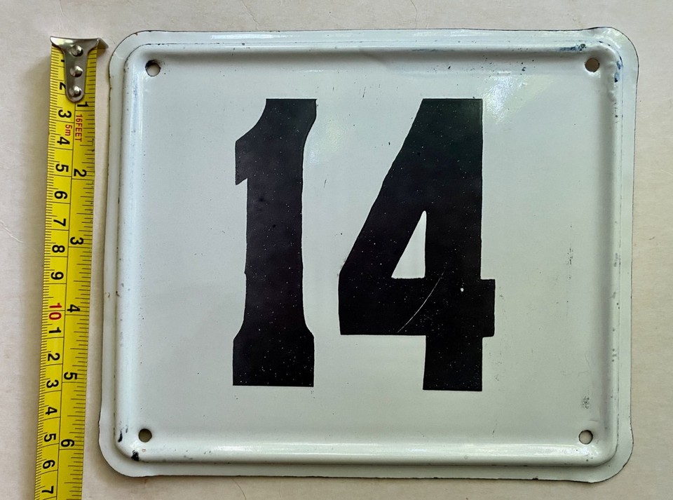 Vintage Enameled Metal House Number Plaque / Sign, Retro Enamel Address ...